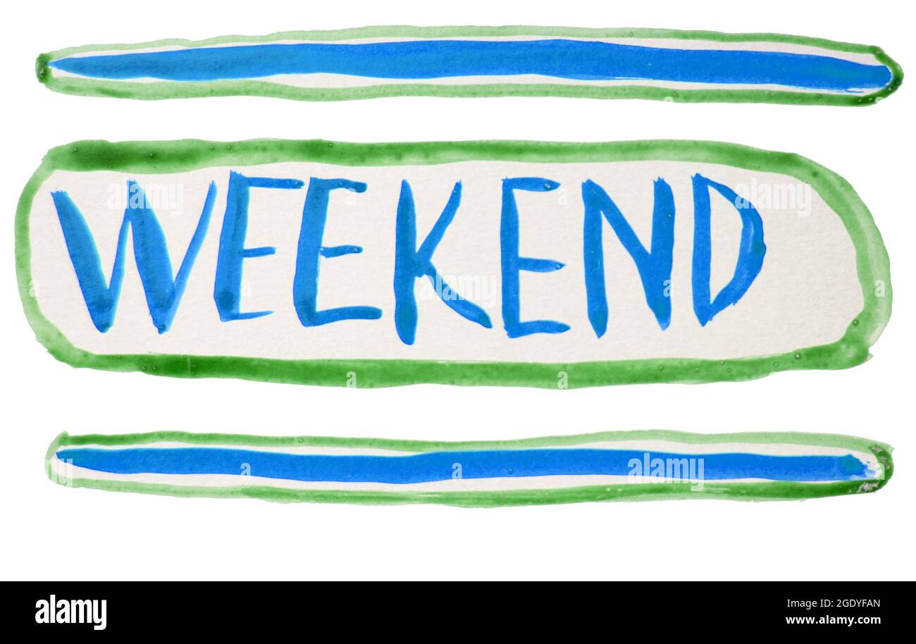 Hand lettering with weekend watercolors. Stylization of a neon sign ...