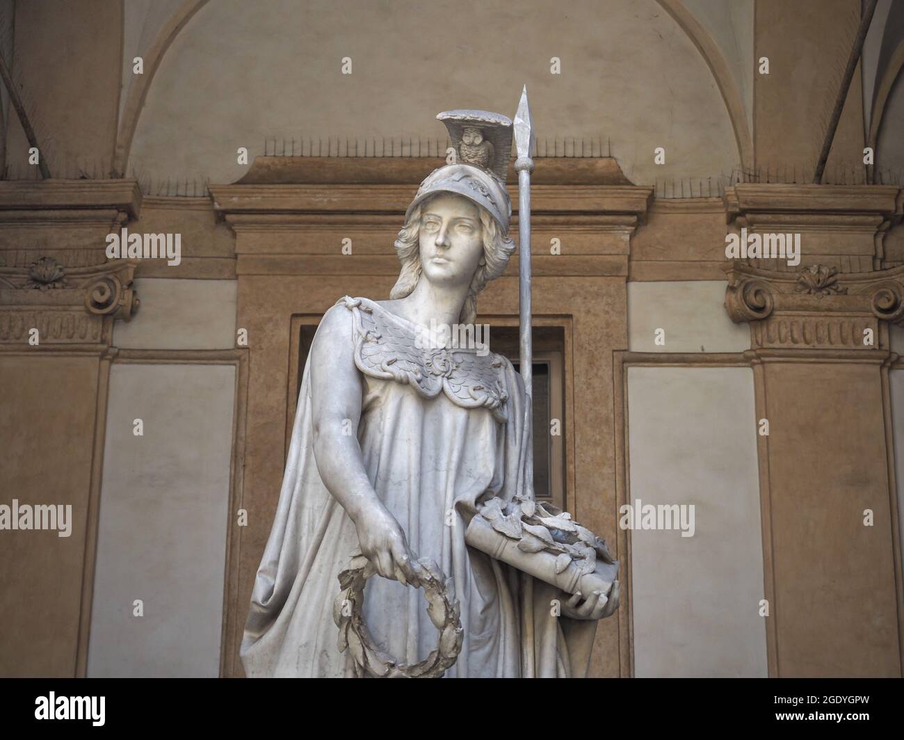 TURIN, ITALY - CIRCA AUGUST 2021: Statue of Minerva goddess of science ...