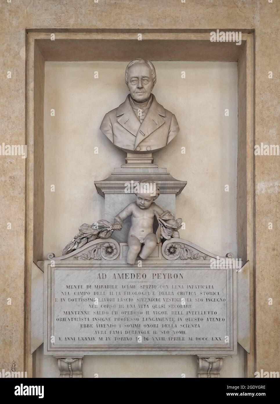 TURIN, ITALY - CIRCA AUGUST 2021: Statue of Amedeo Peyron at Turin ...