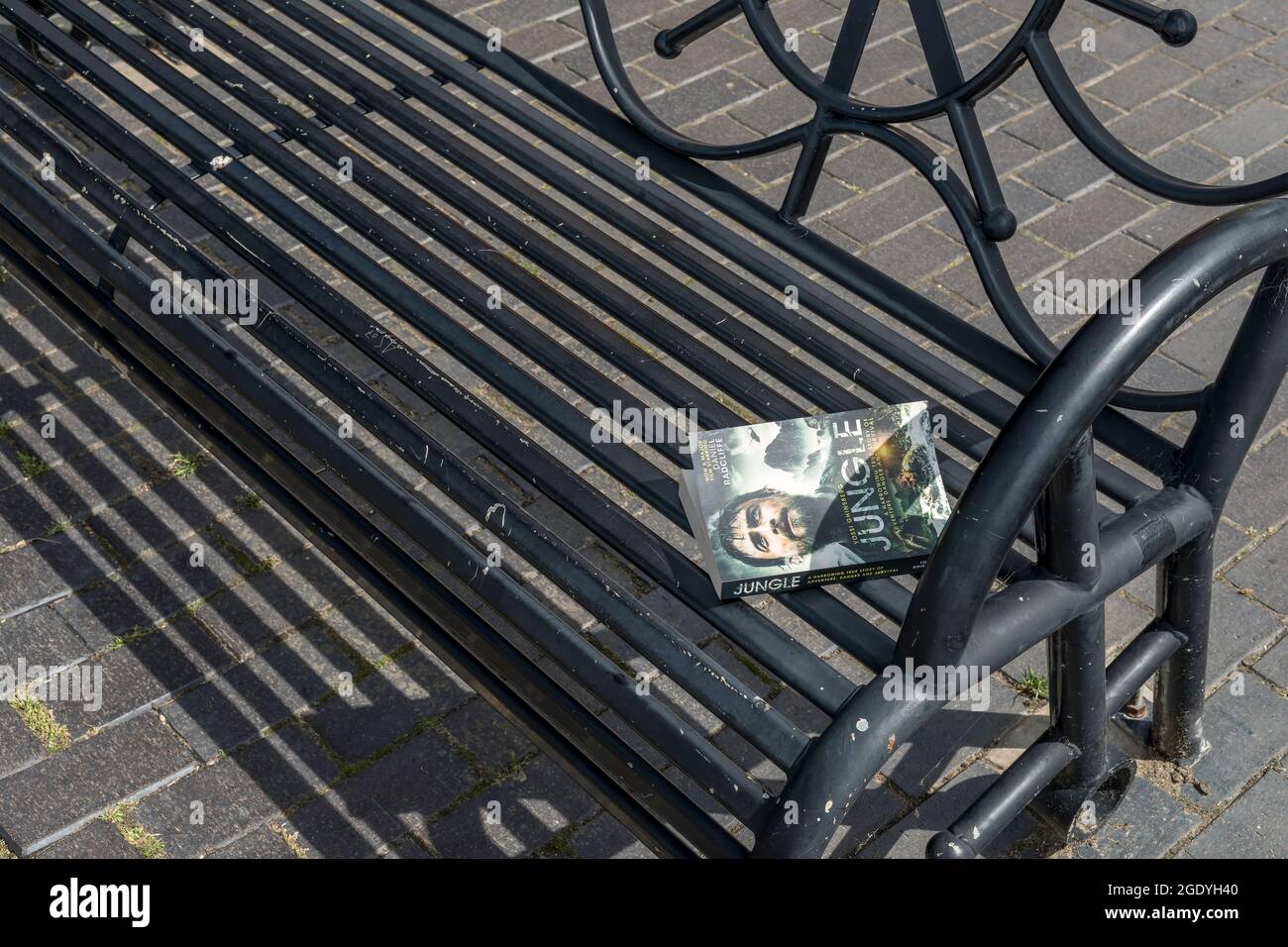 Book left on the bench seat Stock Photo - Alamy