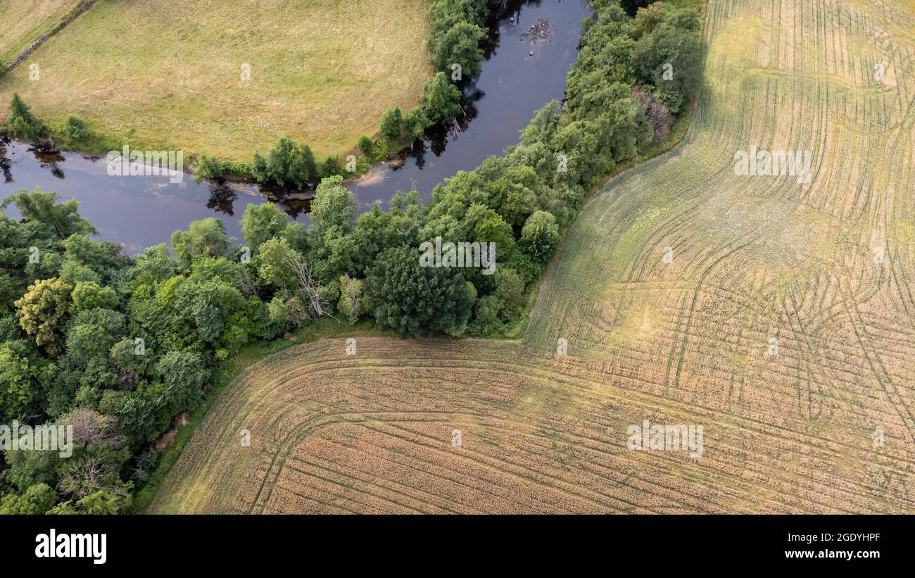 An aerial view of the green fields and forests Stock Photo - Alamy