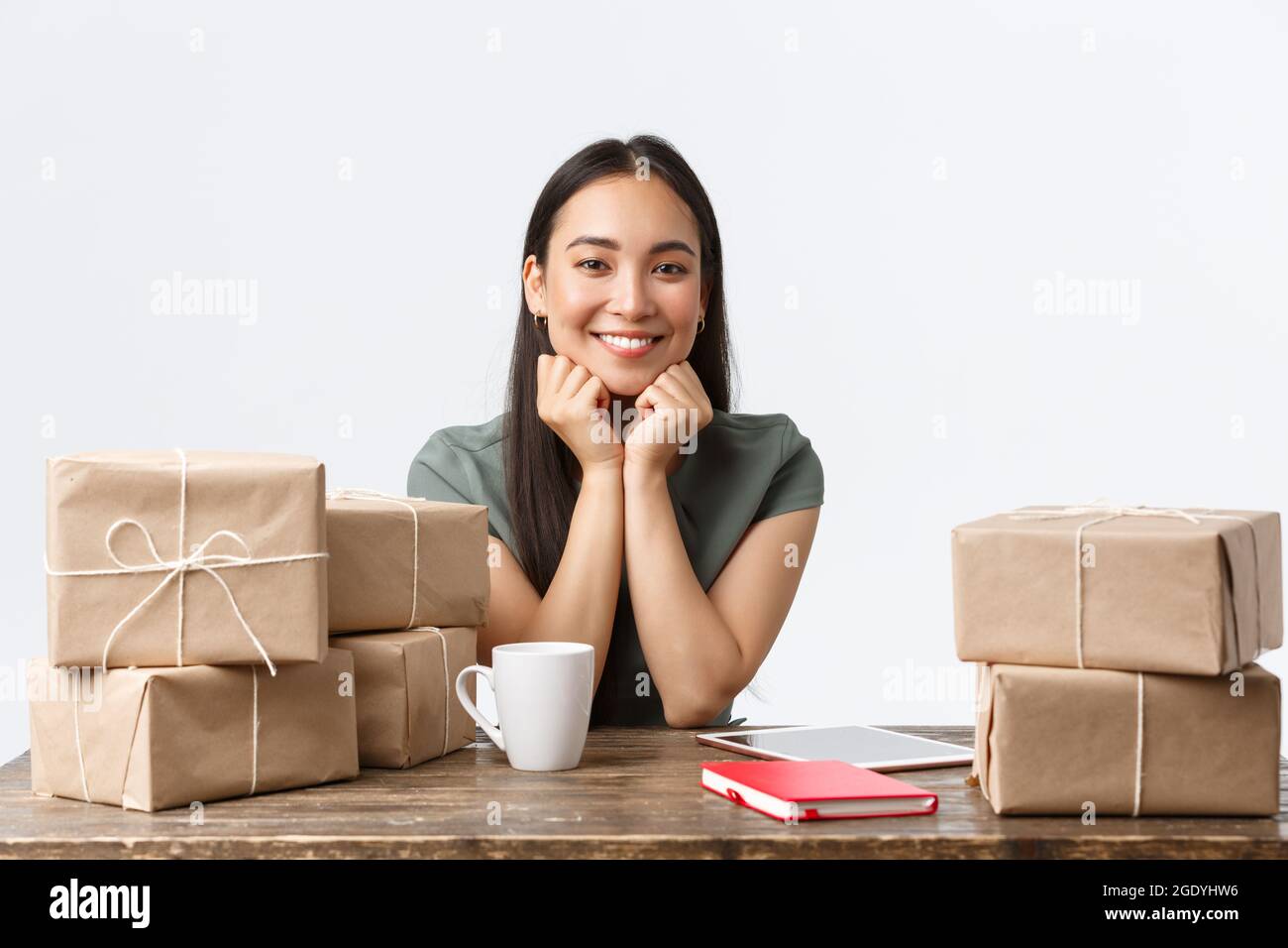 Small business owners, startup and e-commerce concept. Successful asian ...