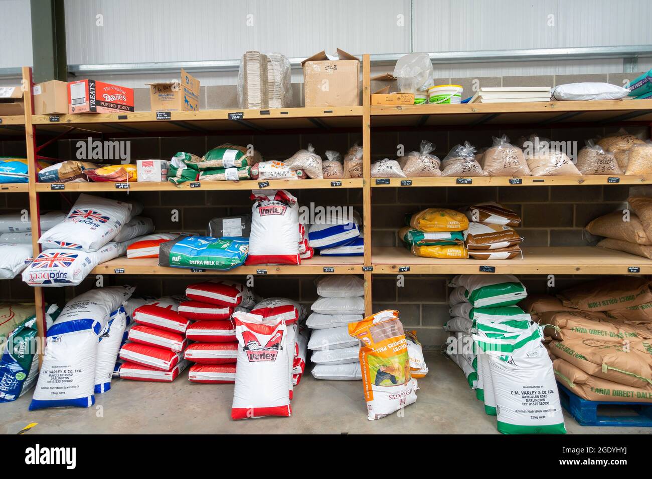 A display of dry feed stocks for farm and domestic animls and poultry ...