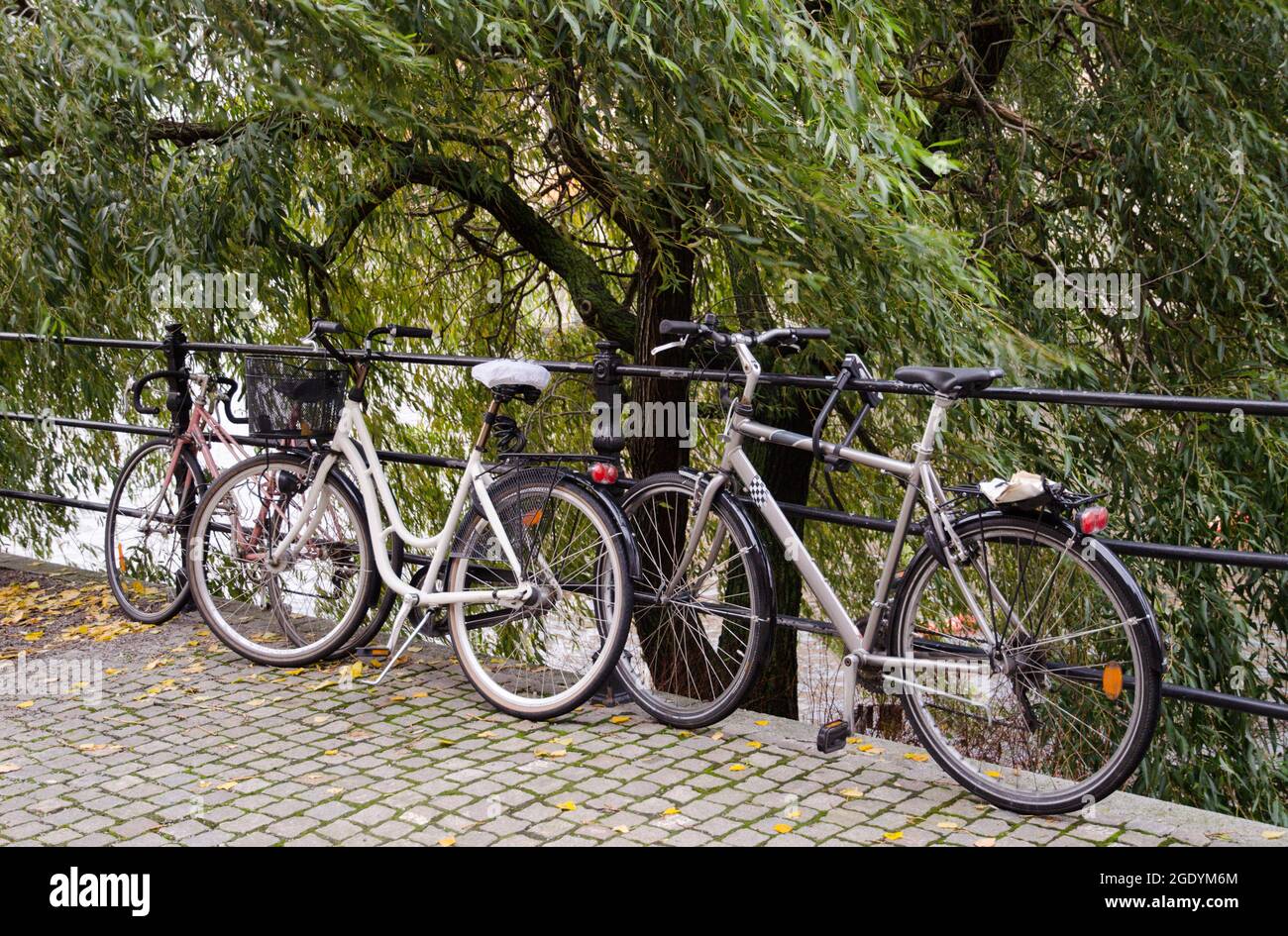 Bike bikes park fence hi-res stock photography and images - Alamy