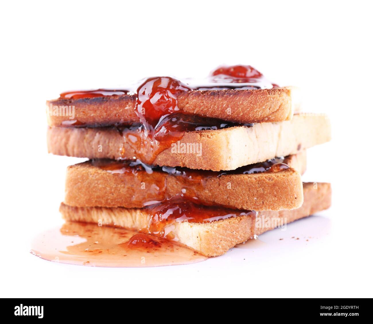 Toasted bread with jam isolated on white background Stock Photo - Alamy