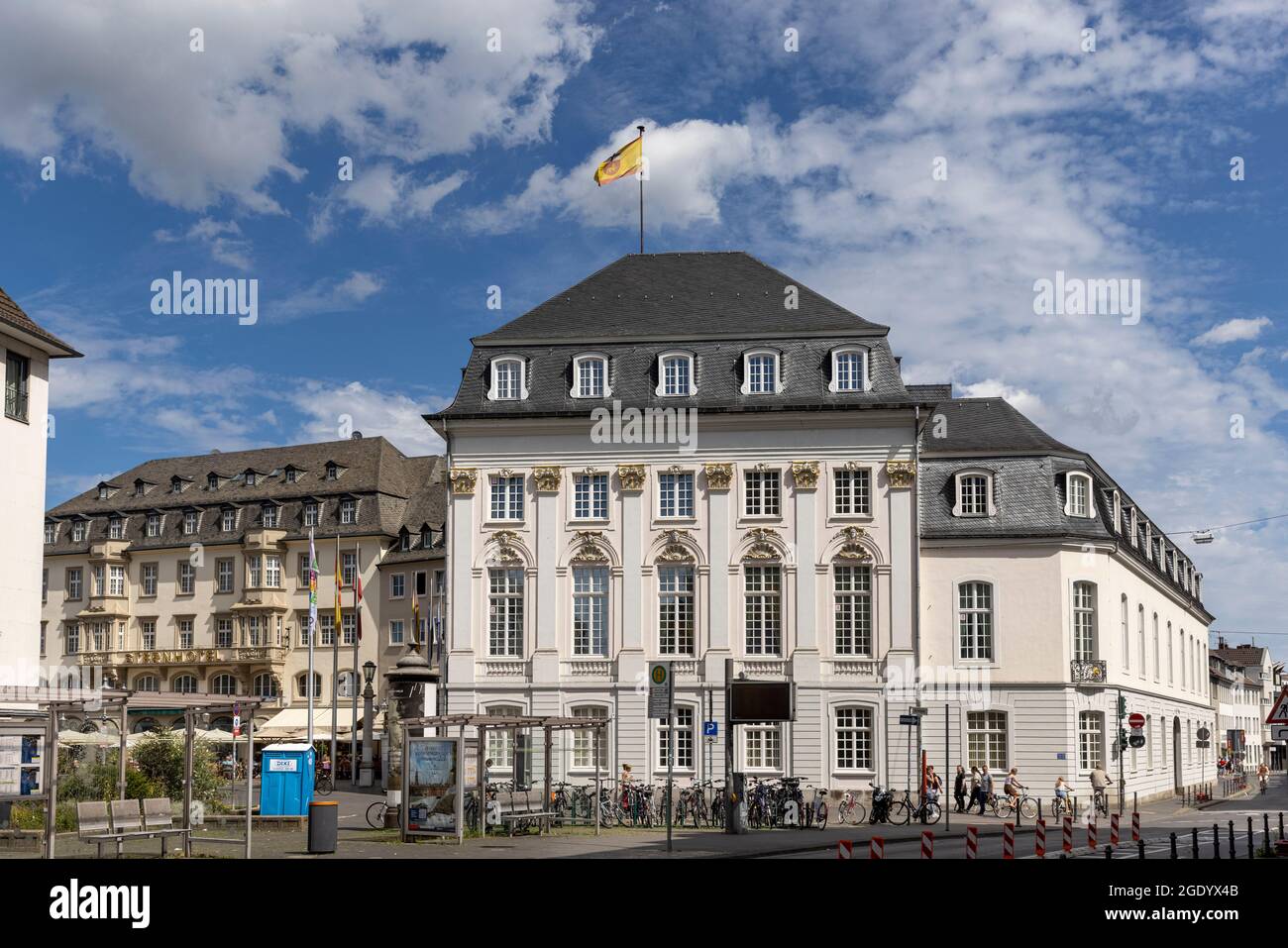 Tourist visit Bonn market square in front of old town hall Stock Photo ...