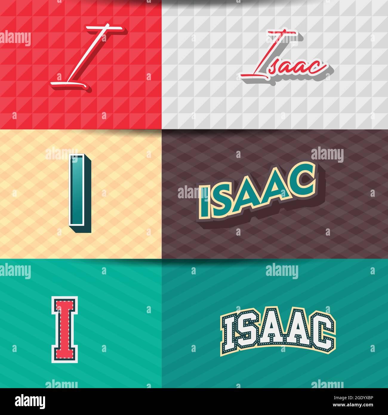 Male name Isaac in various Retro graphic design elements, set of vector ...