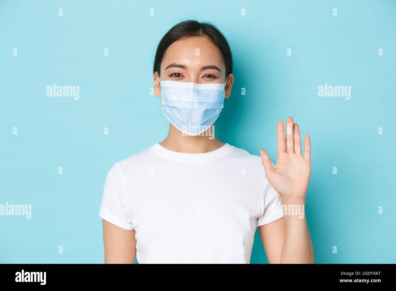 Covid-19, social distancing and coronavirus pandemic concept. Close-up ...