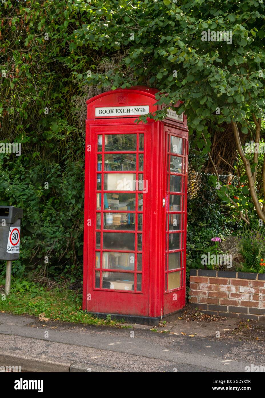 Vintage phone box converted into a book exchange in Bearley ...