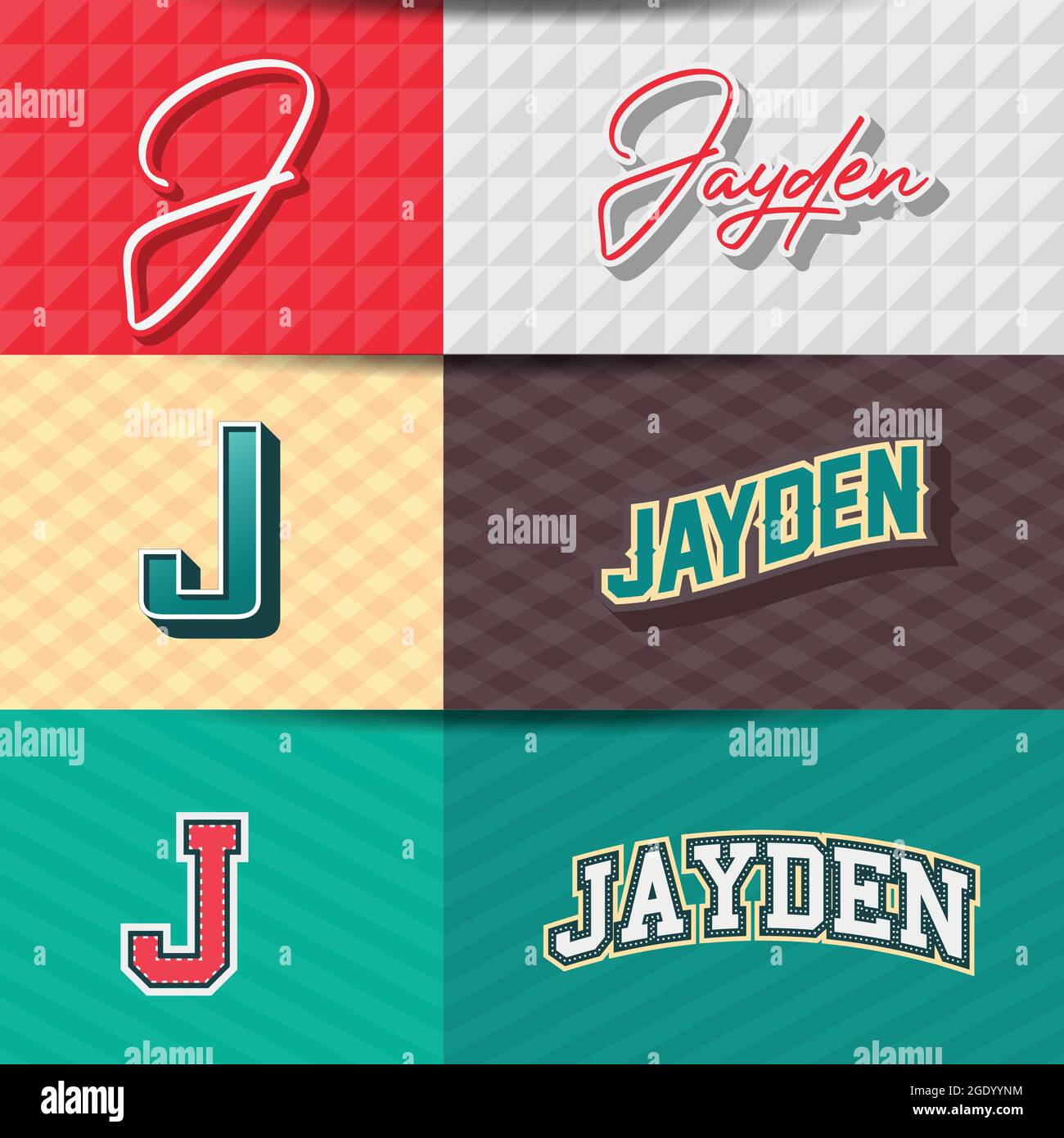 ,Male name,Jayden in various Retro graphic design elements, set of ...
