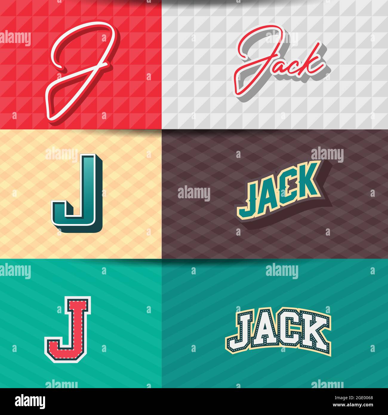 ,Male name,Jack in various Retro graphic design elements, set of vector ...