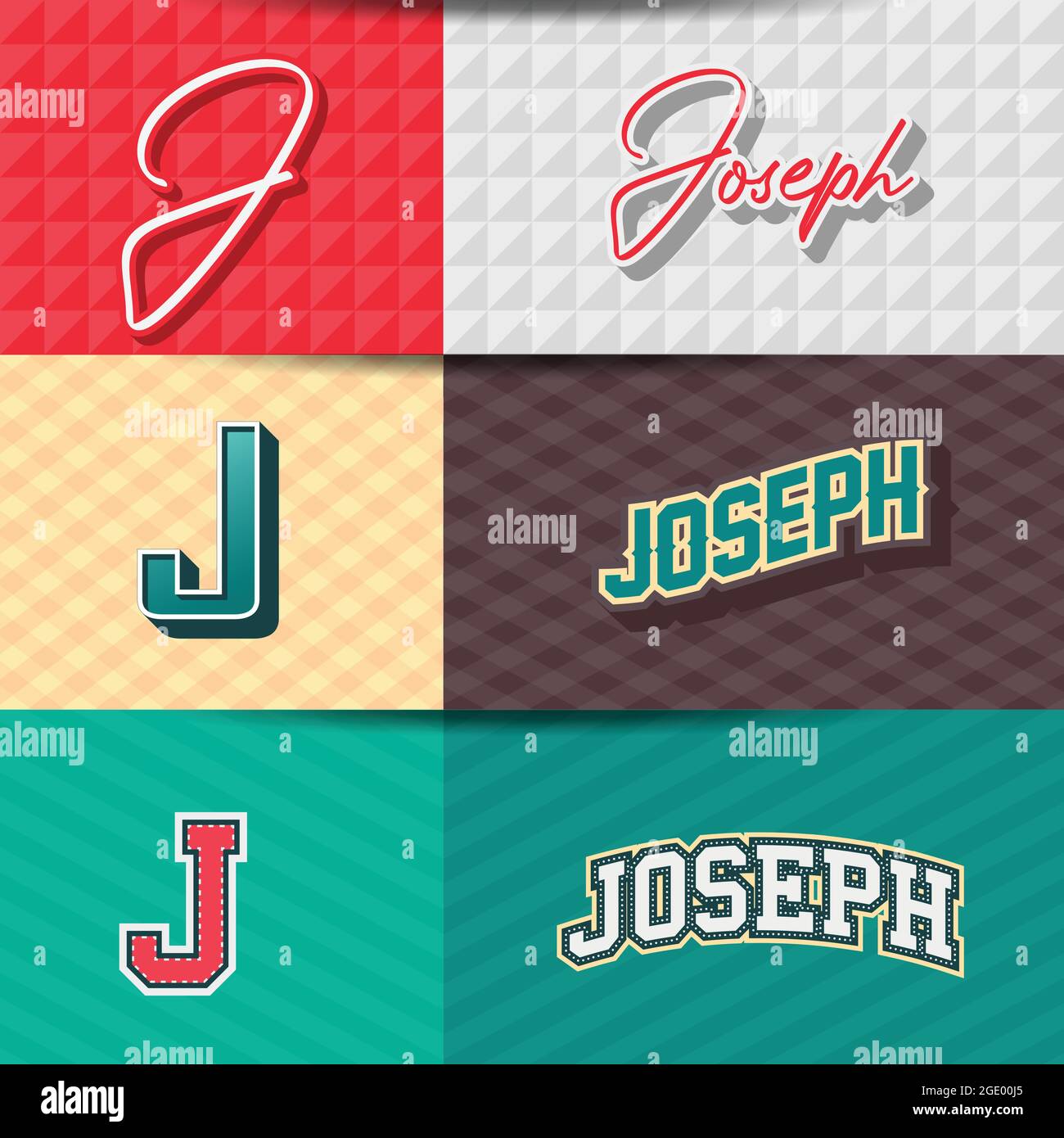 ,Male name,Joseph in various Retro graphic design elements, set of ...