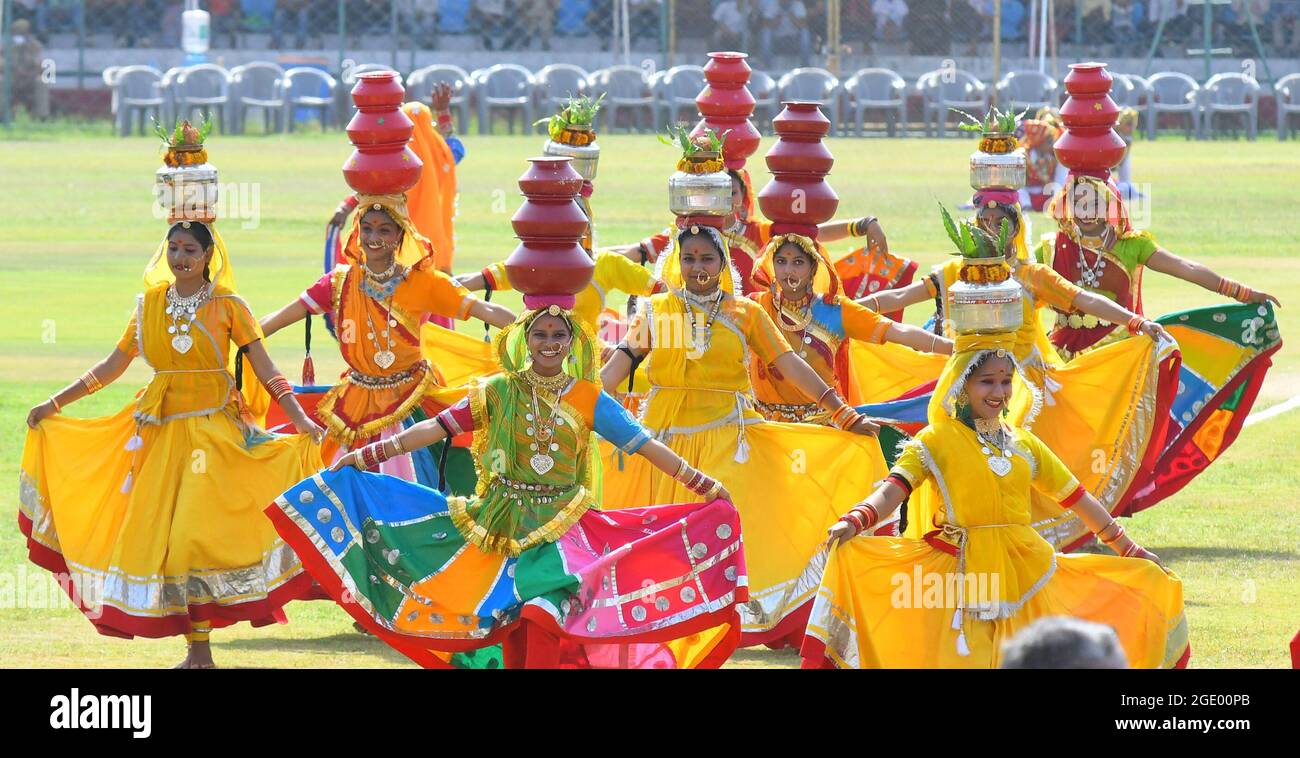 Jaipur, Rajasthan, India, August 15, 2021: Rajasthani artists perform ...