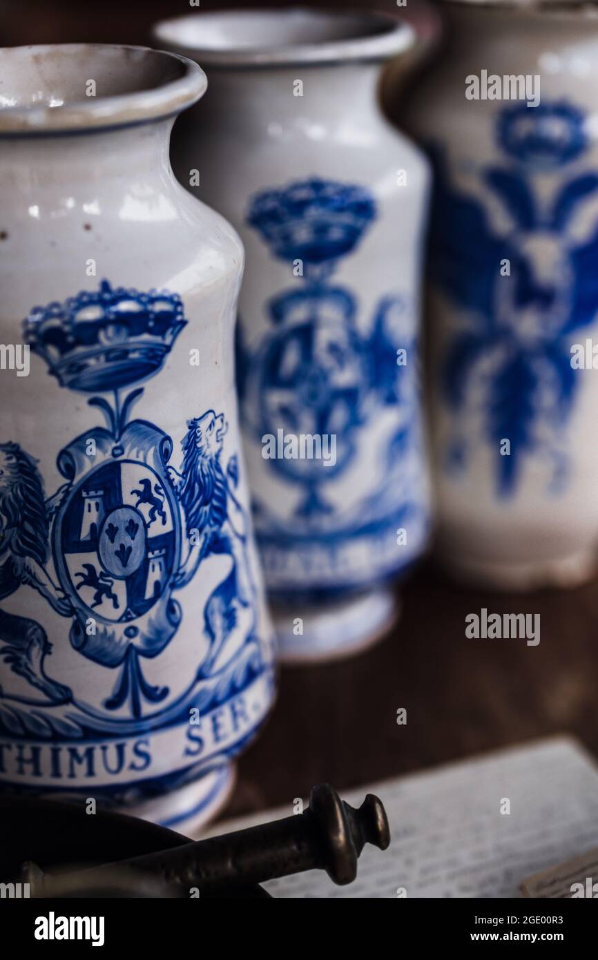 A closeup of blue and white ceramics Gzhel Stock Photo - Alamy