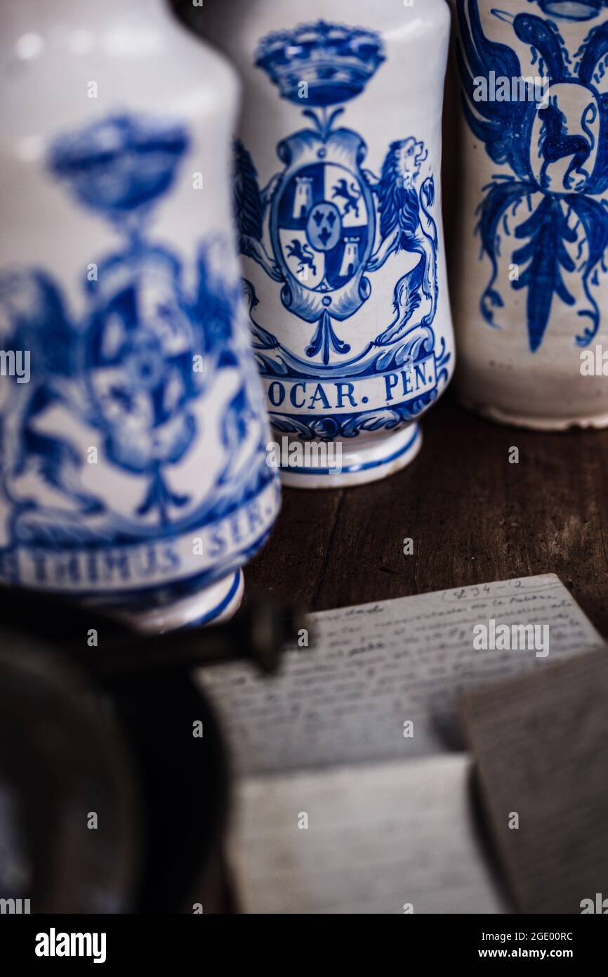 A closeup of blue and white ceramics Gzhel Stock Photo - Alamy