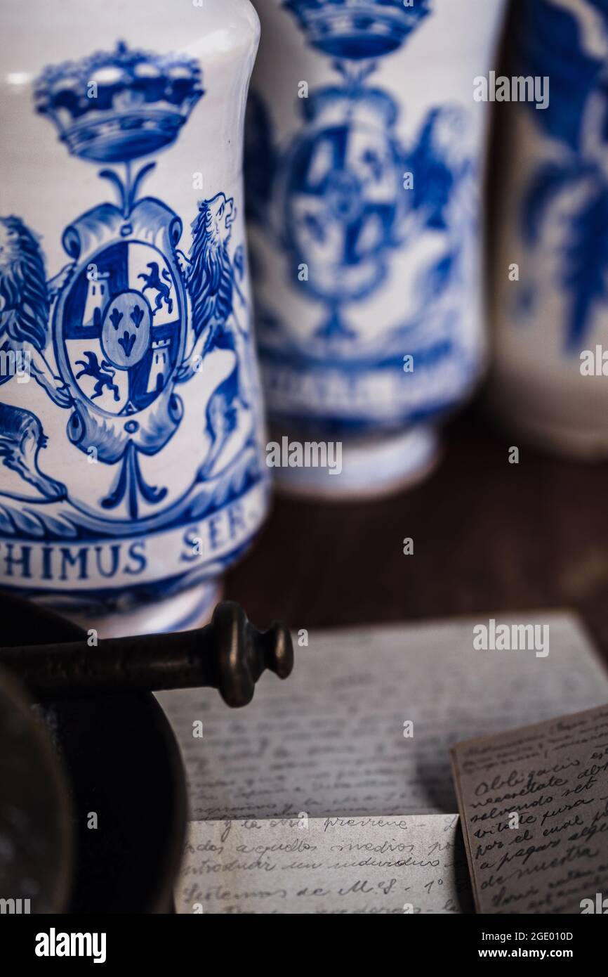 A closeup of blue and white ceramics Gzhel Stock Photo - Alamy
