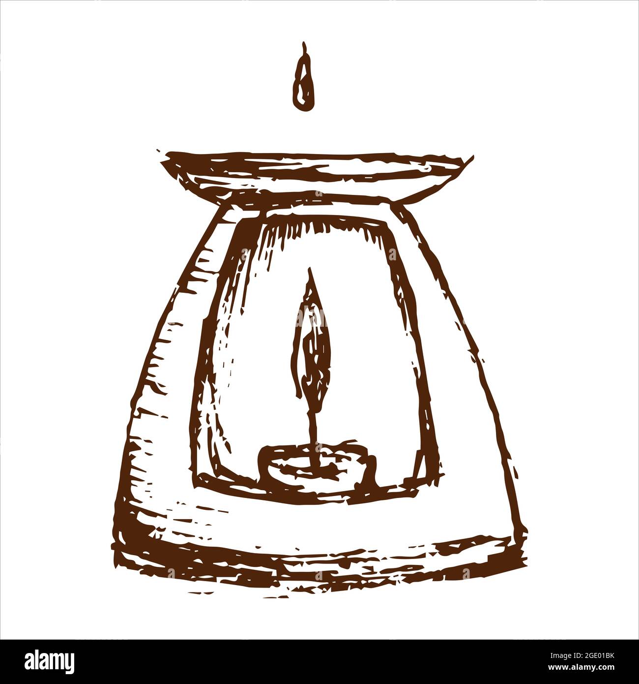 Aroma lamp with candle. Essential Oil hand draw. Aromatherapy Vector ...