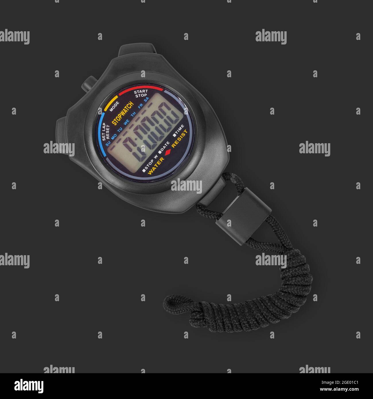 Sports equipment - Black Digital electronic Stopwatch on a grey ...