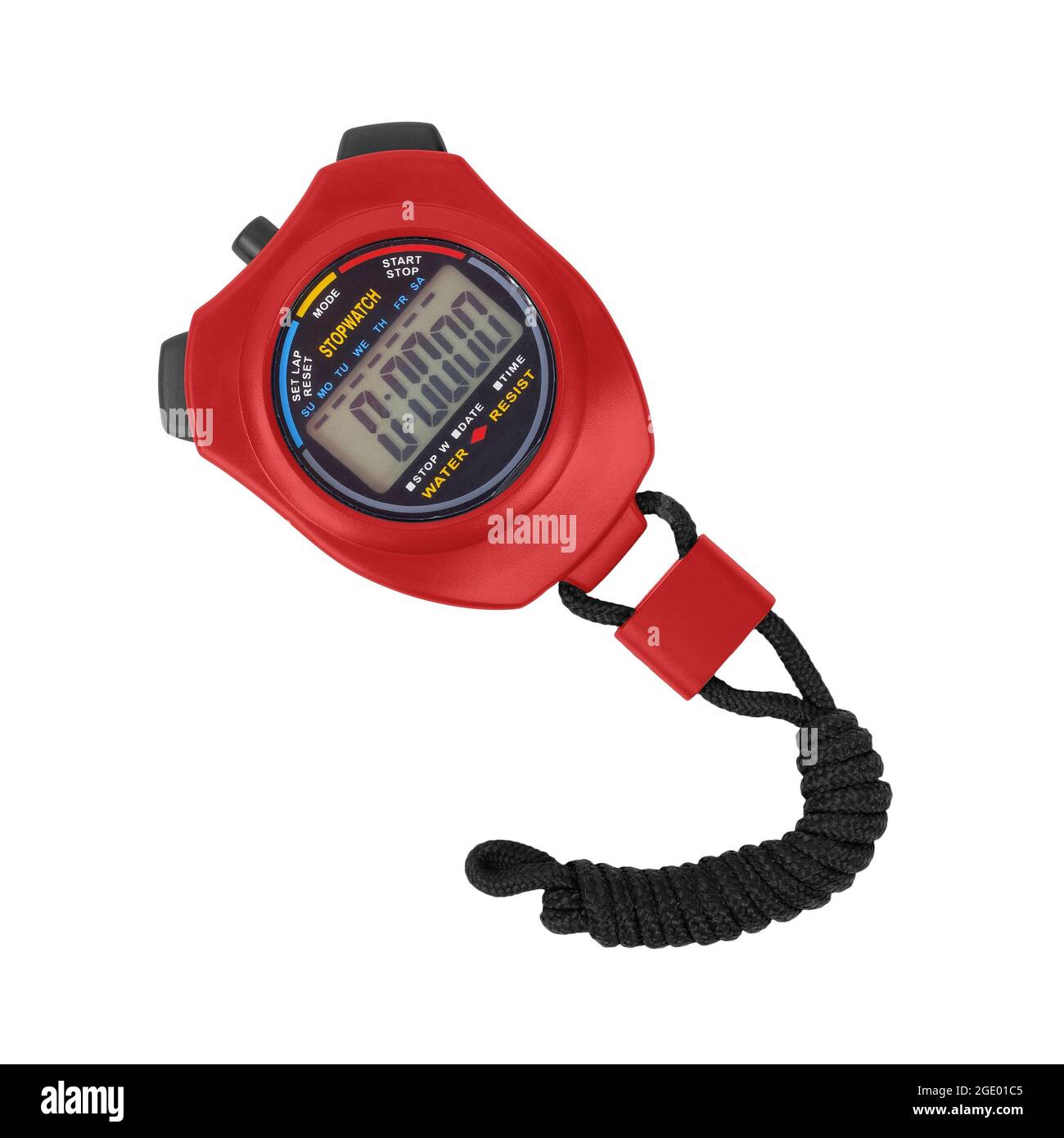 Sports equipment - Red Digital electronic Stopwatch on a white ...