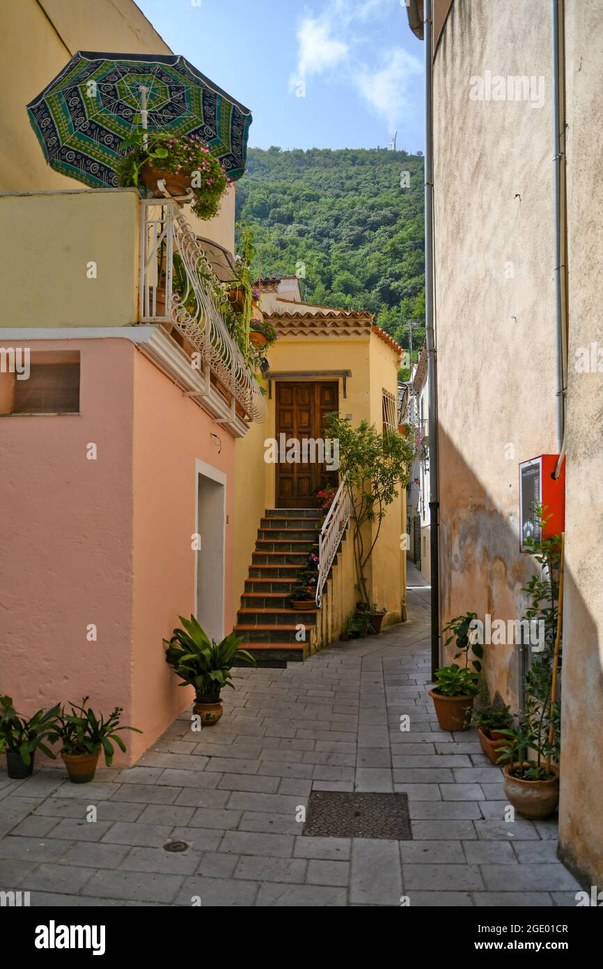 A street in the historic center of Maratea, a medieval town in the ...