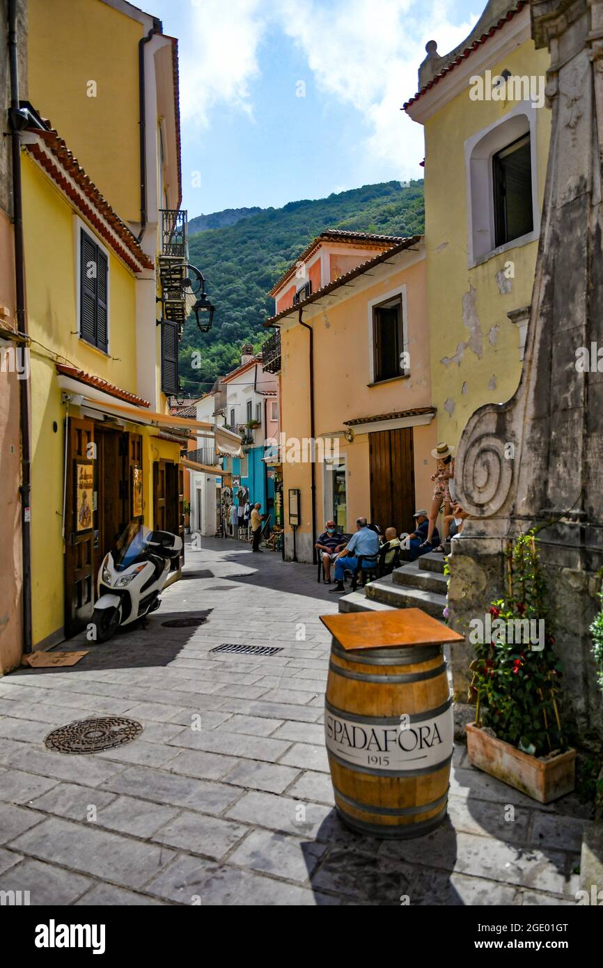 A street in the historic center of Maratea, a medieval town in the ...