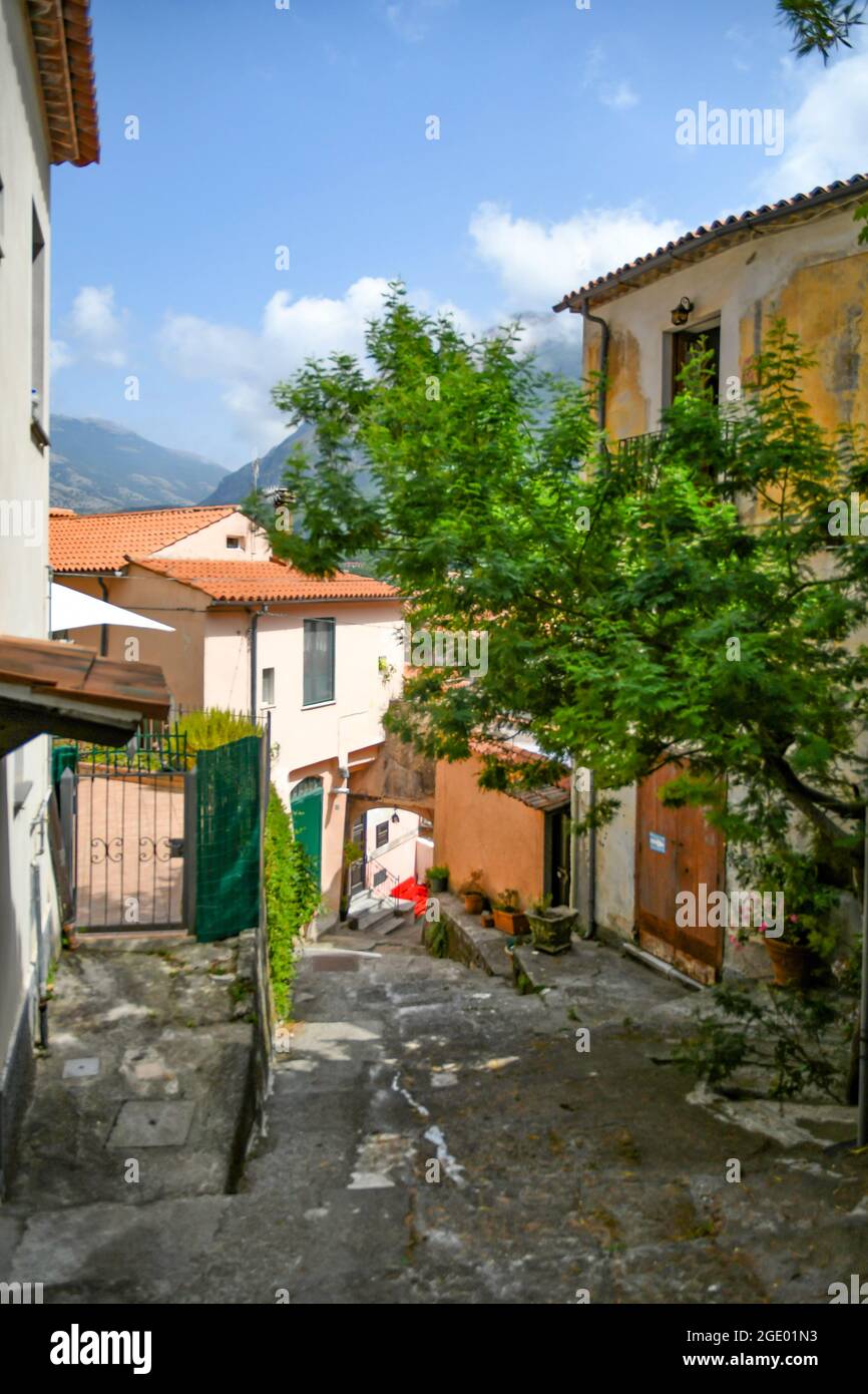A street in the historic center of Maratea, a medieval town in the ...