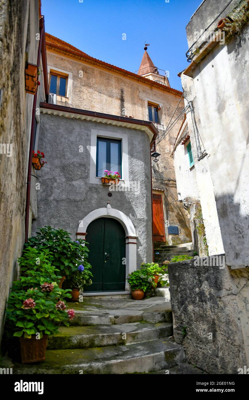 A street in the historic center of Maratea, a medieval town in the ...