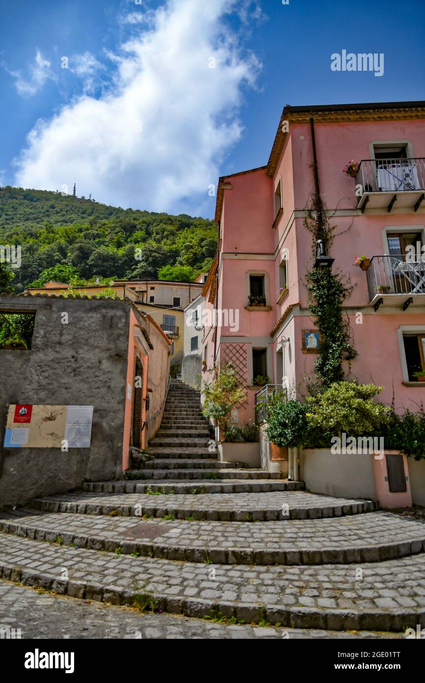 A street in the historic center of Maratea, a medieval town in the ...