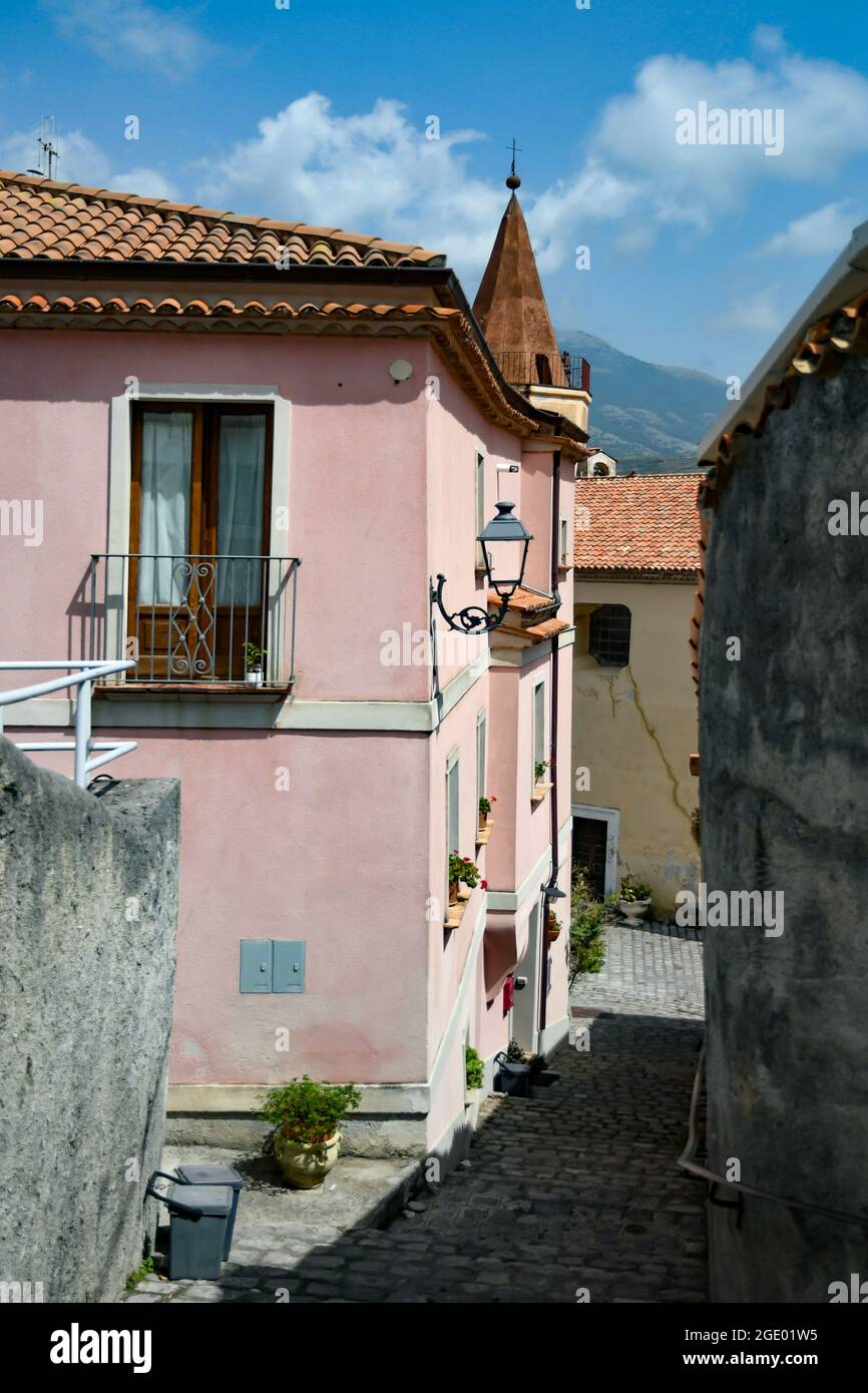 A street in the historic center of Maratea, a medieval town in the ...