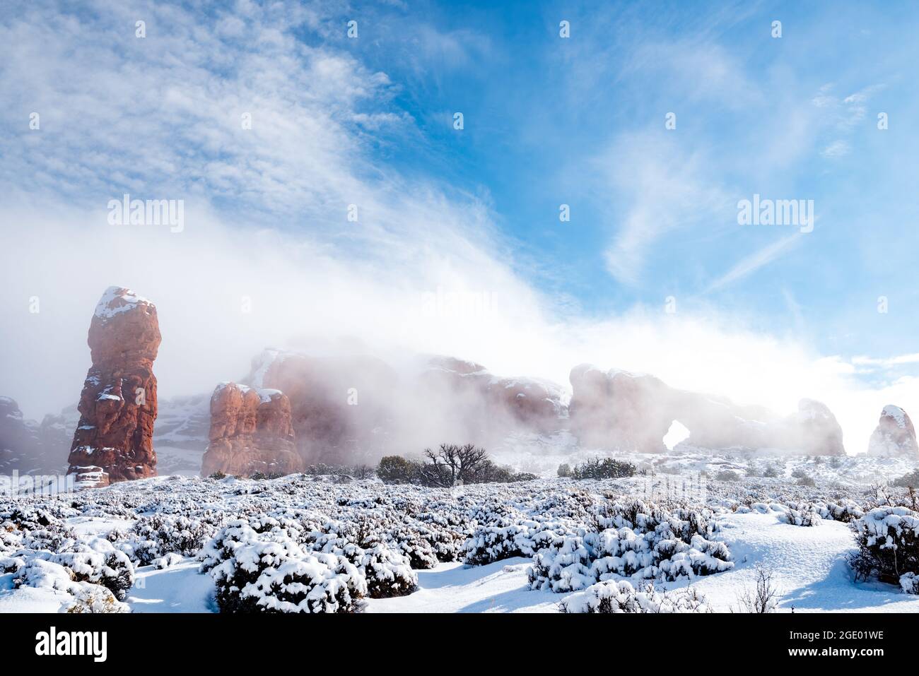 Beautiful winter scene near Moab at Arches National Park Stock Photo ...
