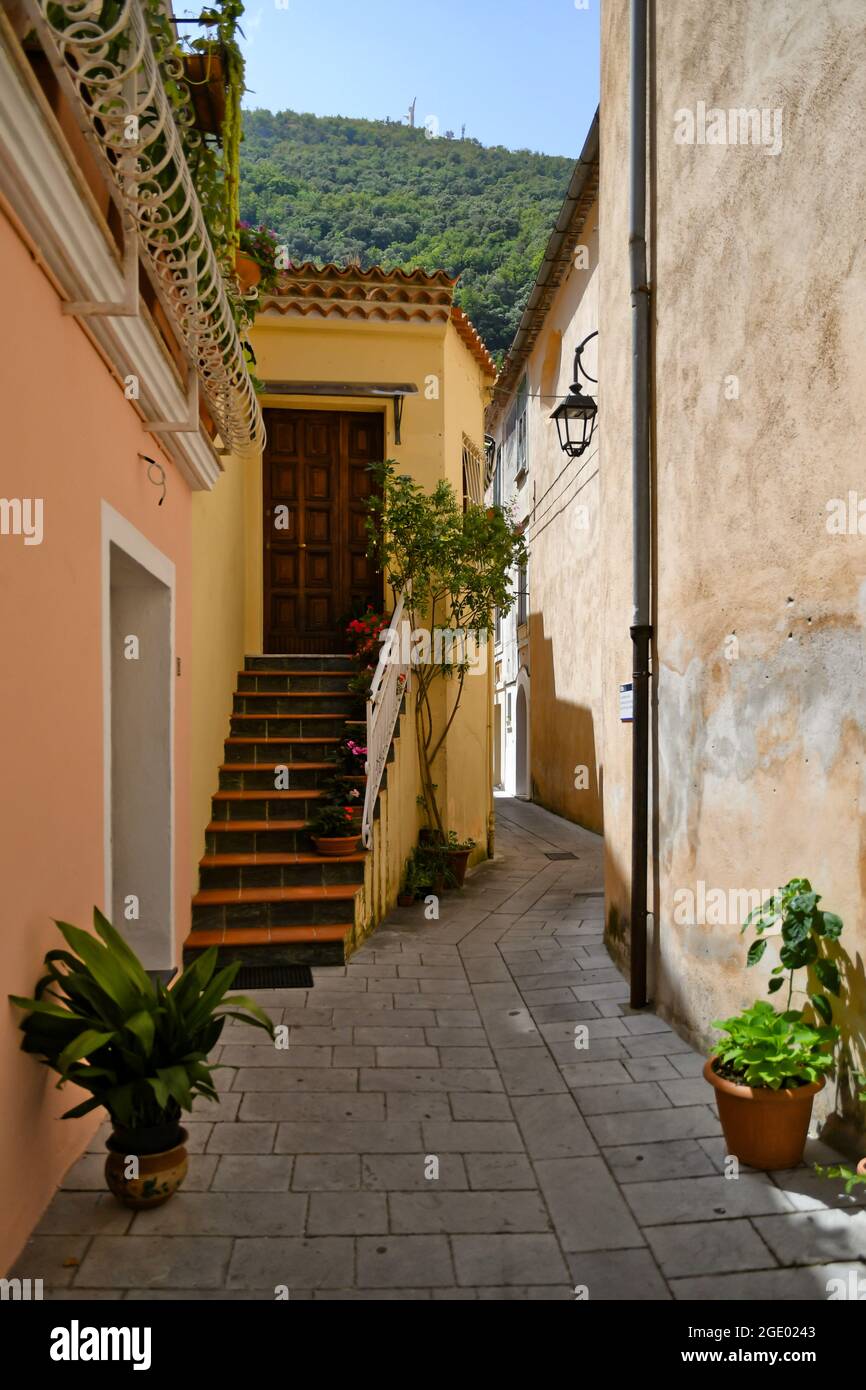 A street in the historic center of Maratea, a medieval town in the ...