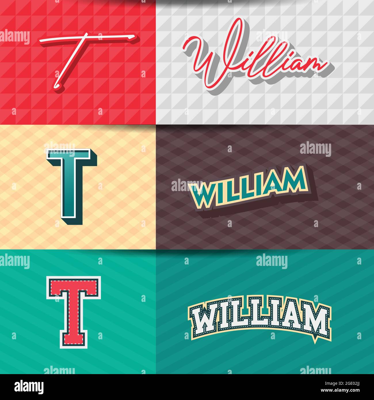 ,Male name,William in various Retro graphic design elements, set of ...