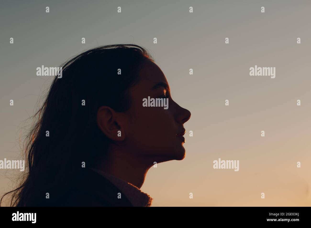 Beautiful woman profile portrait hi-res stock photography and images ...