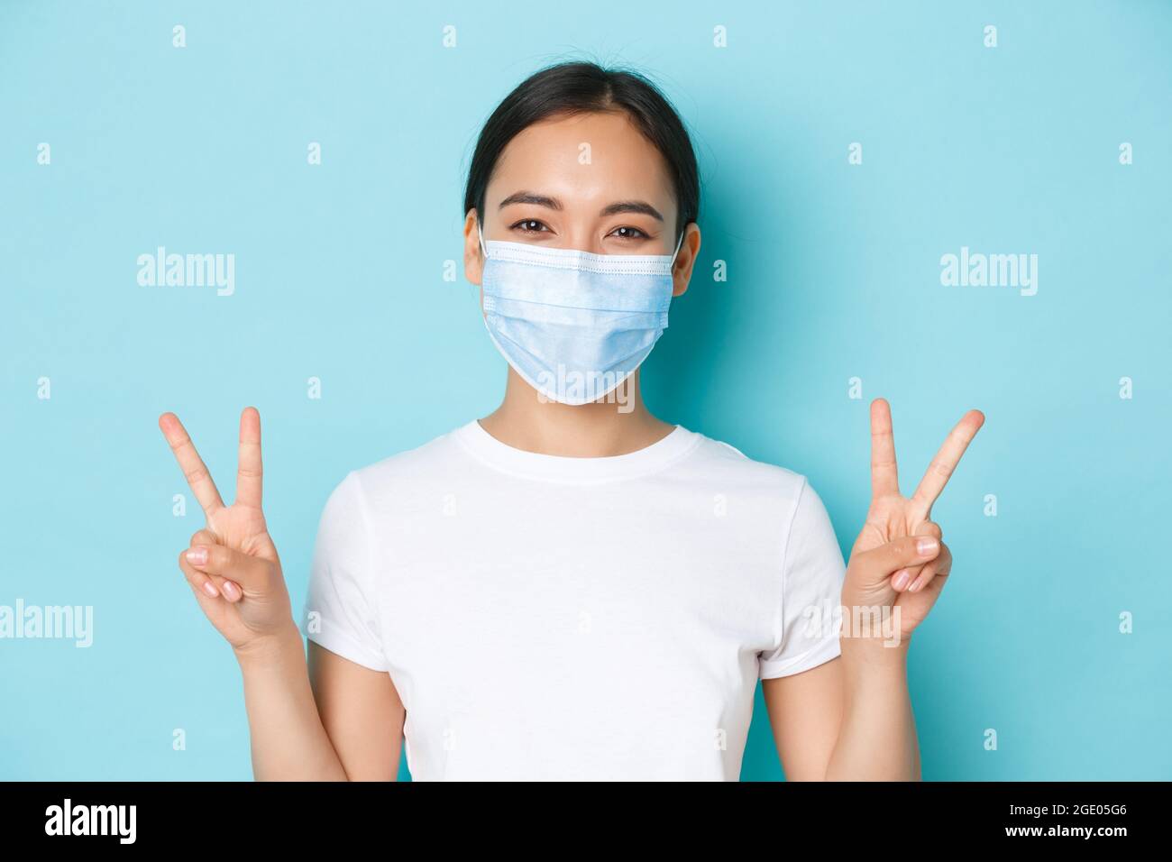 Covid-19, social distancing and coronavirus pandemic concept. Cute ...