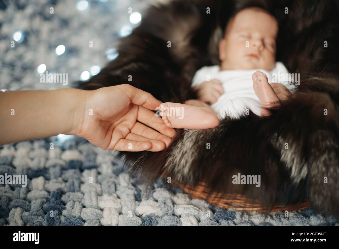 close-up. mother caresses a sleeping newborn baby Stock Photo - Alamy