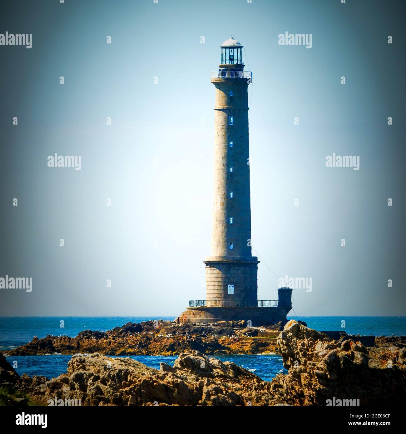 La Hague lighthouse, Digitally filtered photo, La Hague, Manche ...