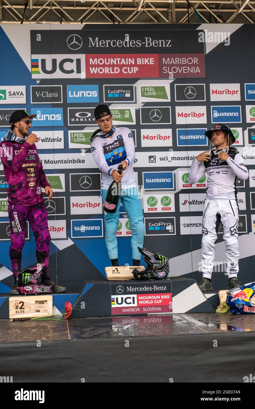 Mens Elite podium, 1st Loris VERGIER of France, 2nd Thibaut DAPRELA of France, 3rd Laurie ...