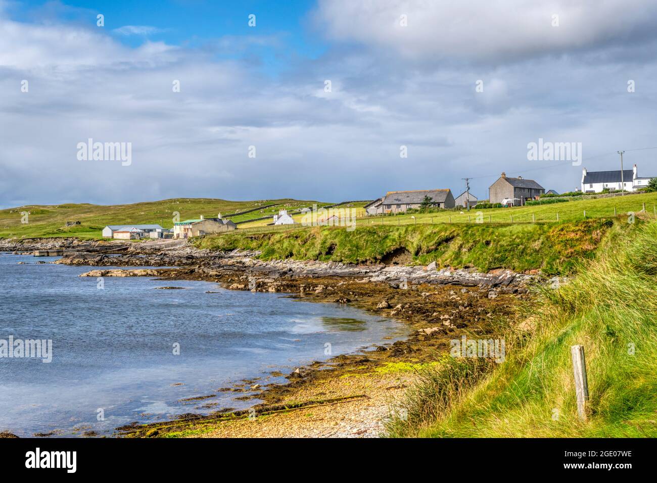 The small settlement of Burravoe at the southern end of the island of ...