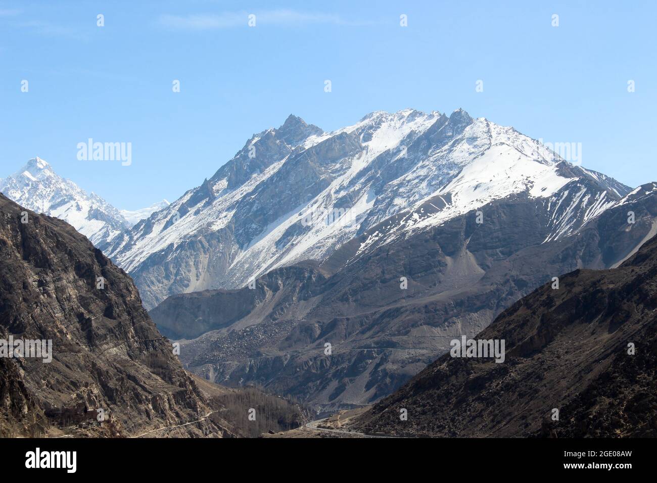 The Hunza valley mountains landscape at sunrise in north Pakistan ...