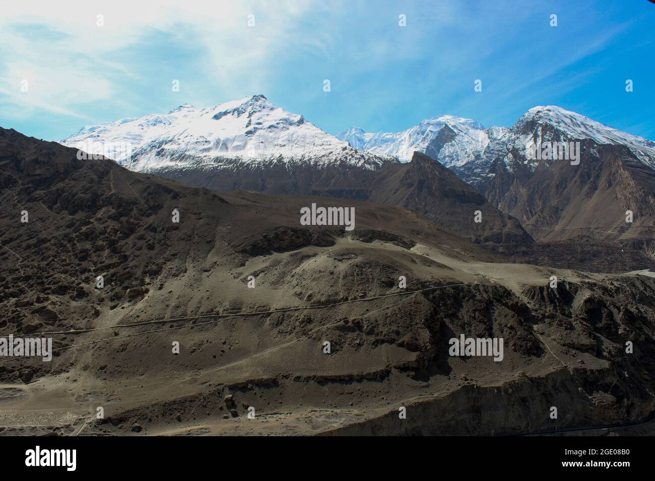 The Hunza valley mountains landscape at sunrise in north Pakistan ...