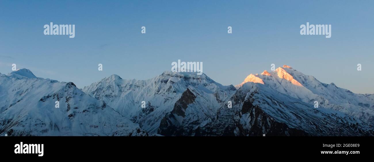 The Hunza valley mountains landscape at sunrise in north Pakistan ...