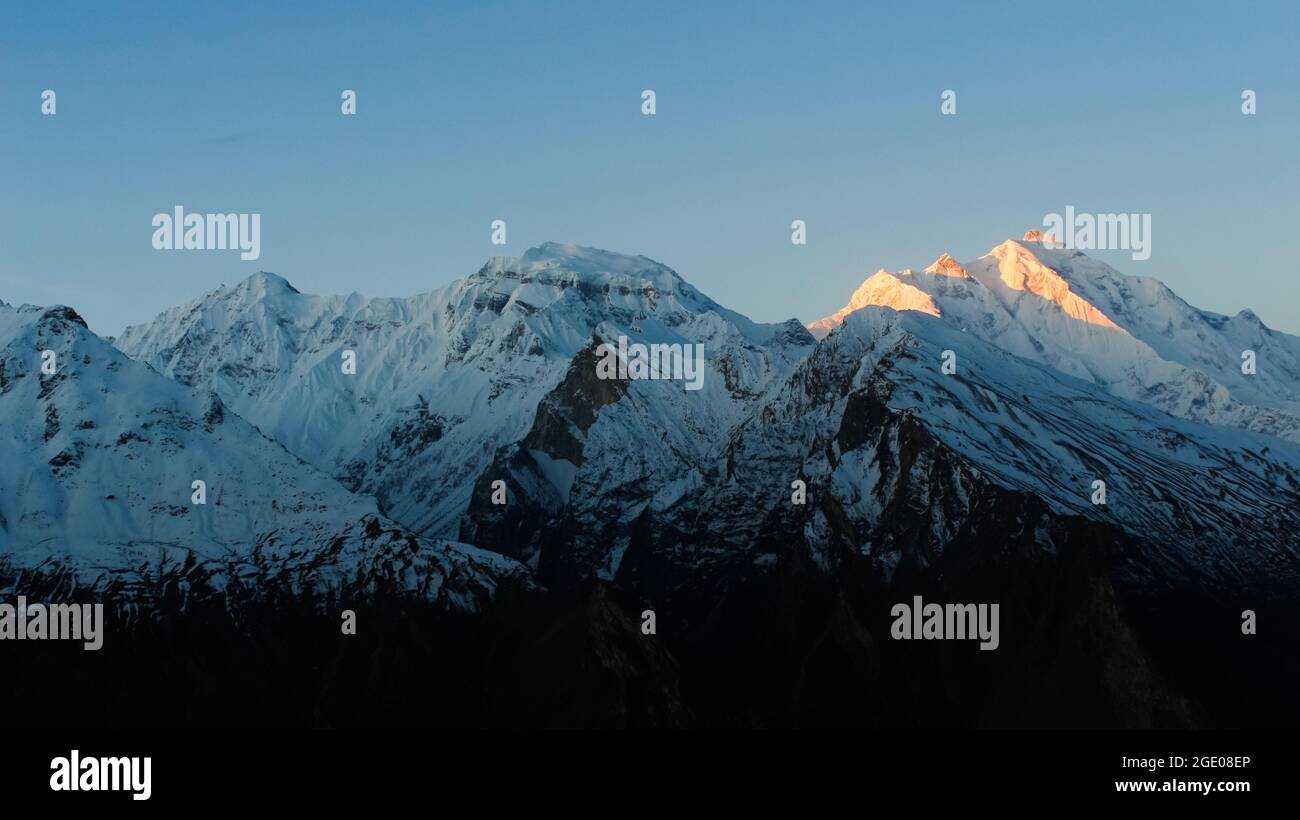 The Hunza valley mountains landscape at sunrise in north Pakistan ...