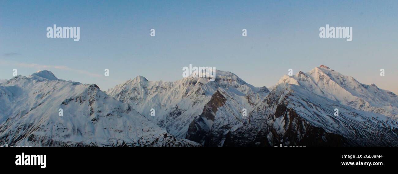 The Hunza valley mountains landscape at sunrise in north Pakistan ...