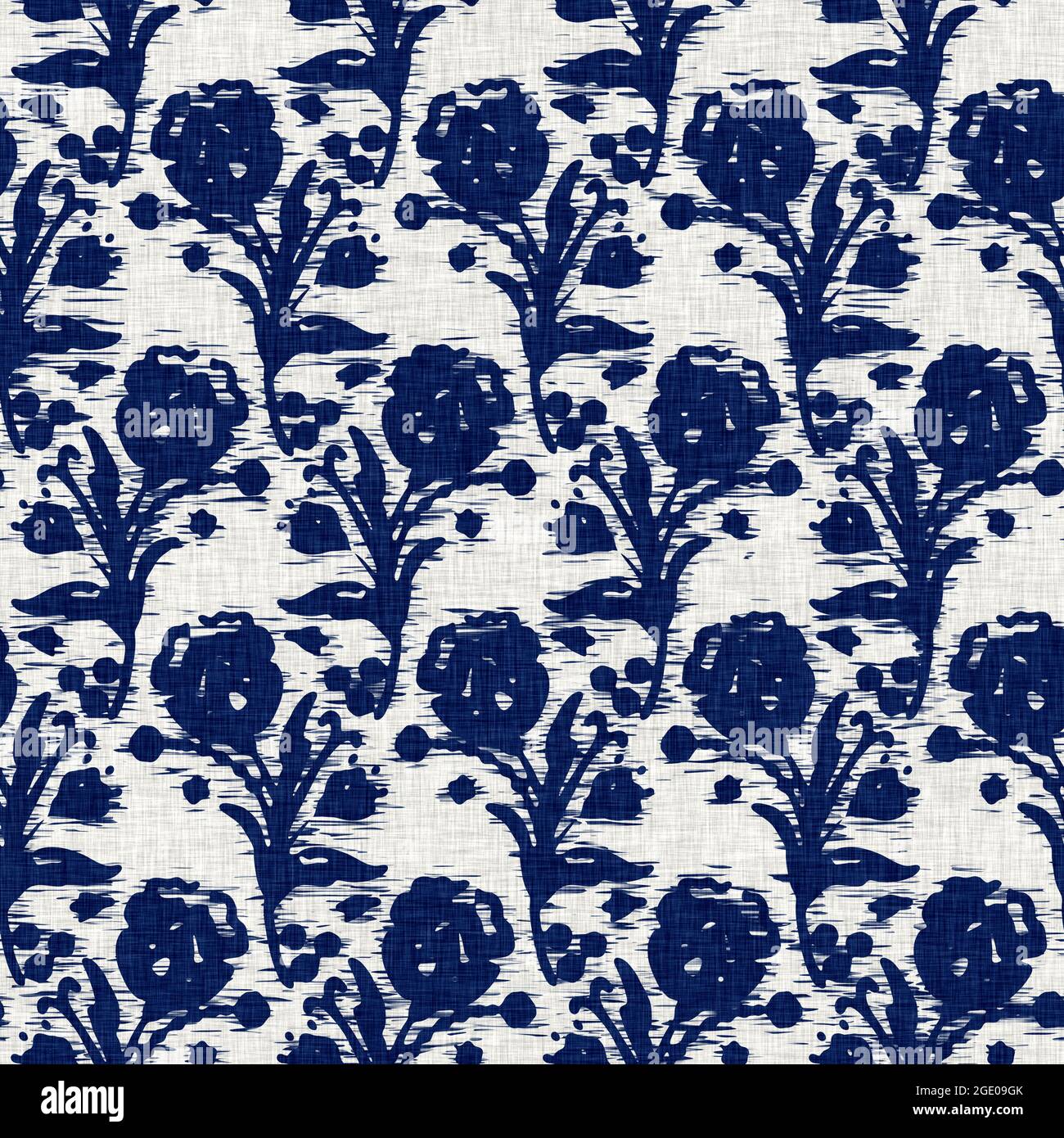 Indigo dyed fabric flower pattern texture. Seamless textile fashion ...