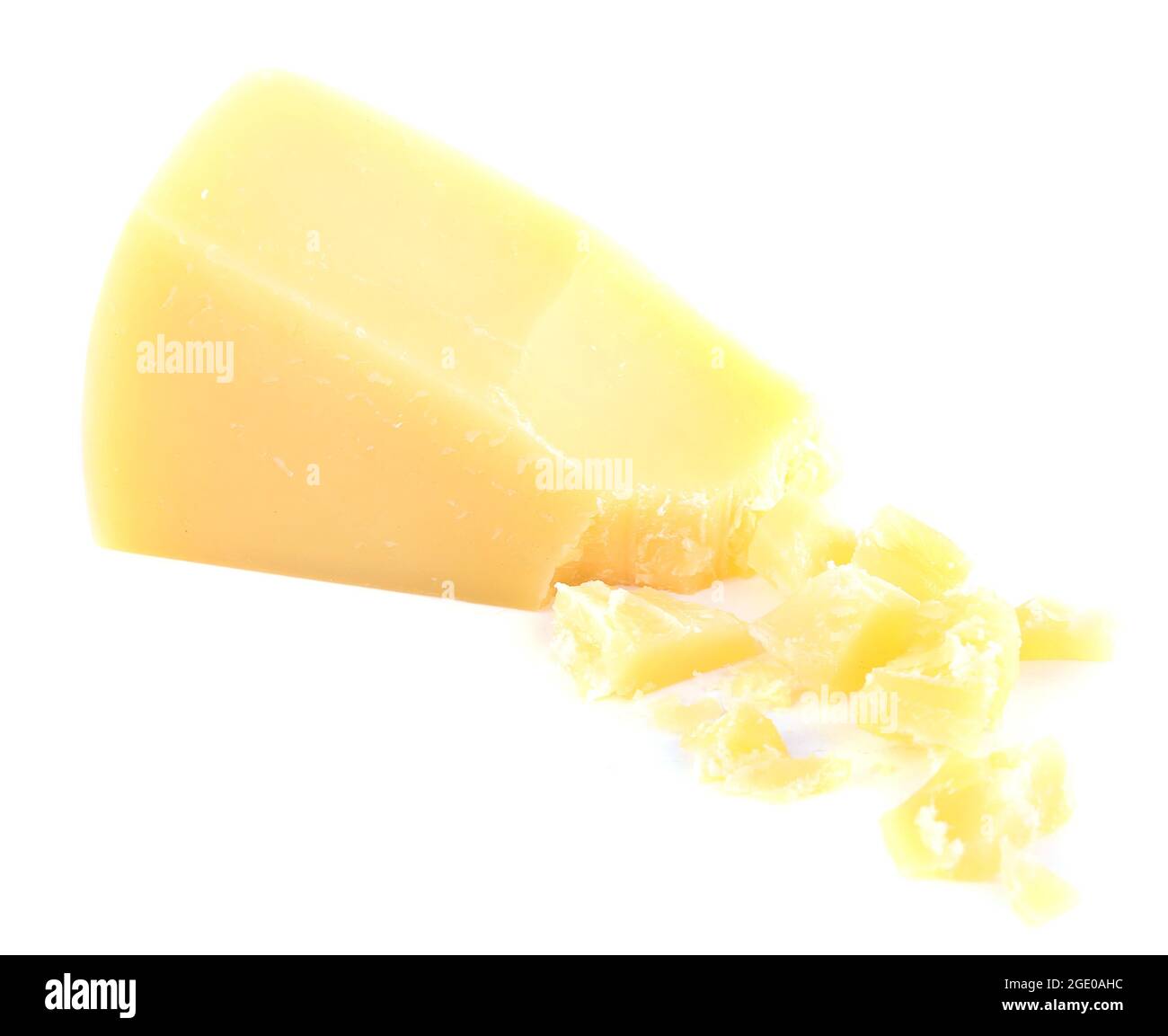 Crumbled Parmesan cheese isolated on white Stock Photo - Alamy