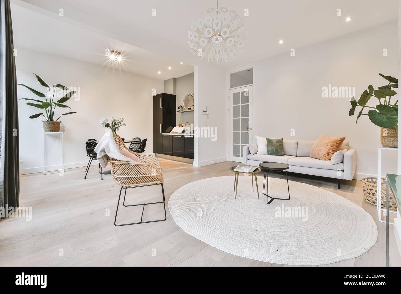 Modern furniture in a bright living room Stock Photo - Alamy