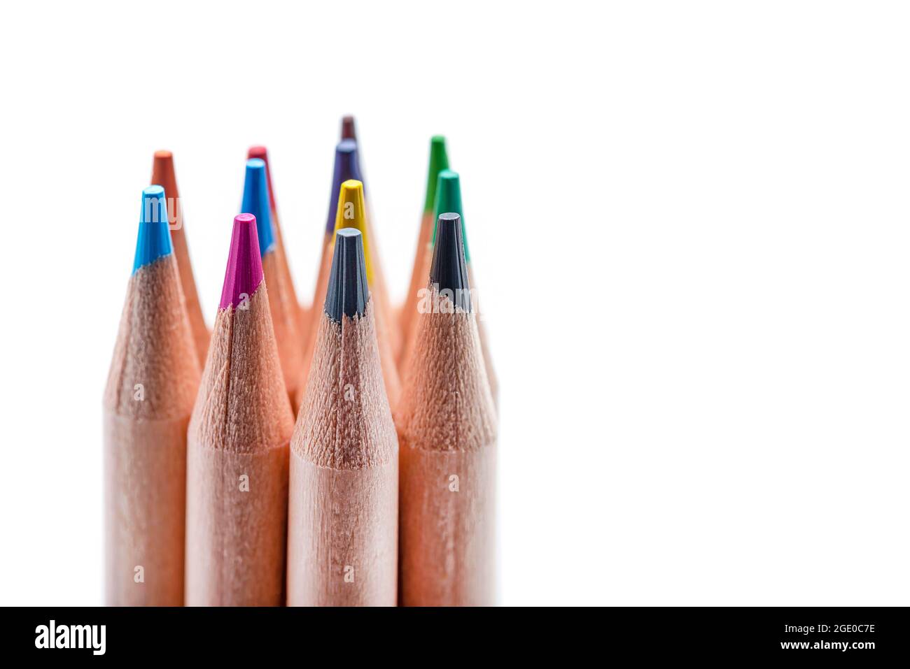 Isolate of multicolored wooden pencils. Pencils of different colors ...