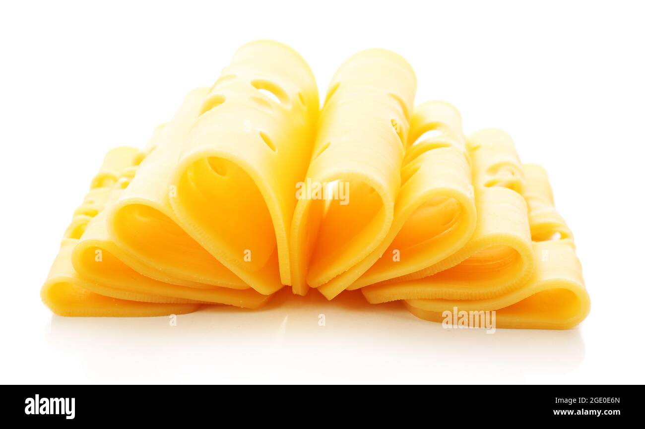 Sliced cheese isolated on white background Stock Photo - Alamy