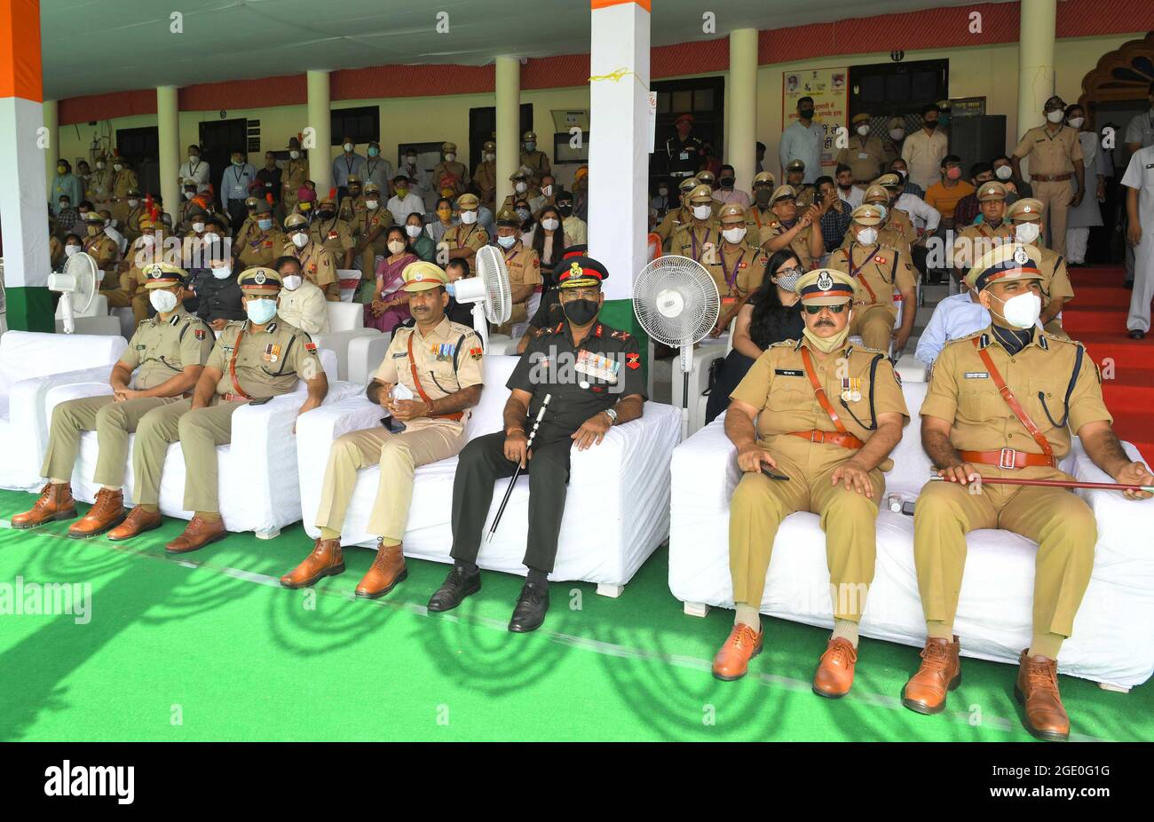 Jaipur, India. 15th Aug, 2021. Senior officers of Rajasthan Police ...