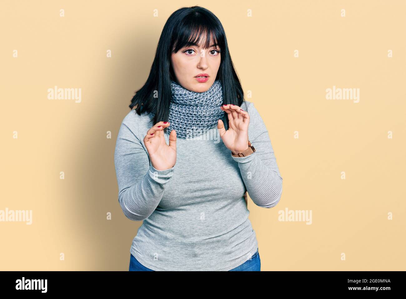 Fat woman showing hand palms hi-res stock photography and images - Alamy
